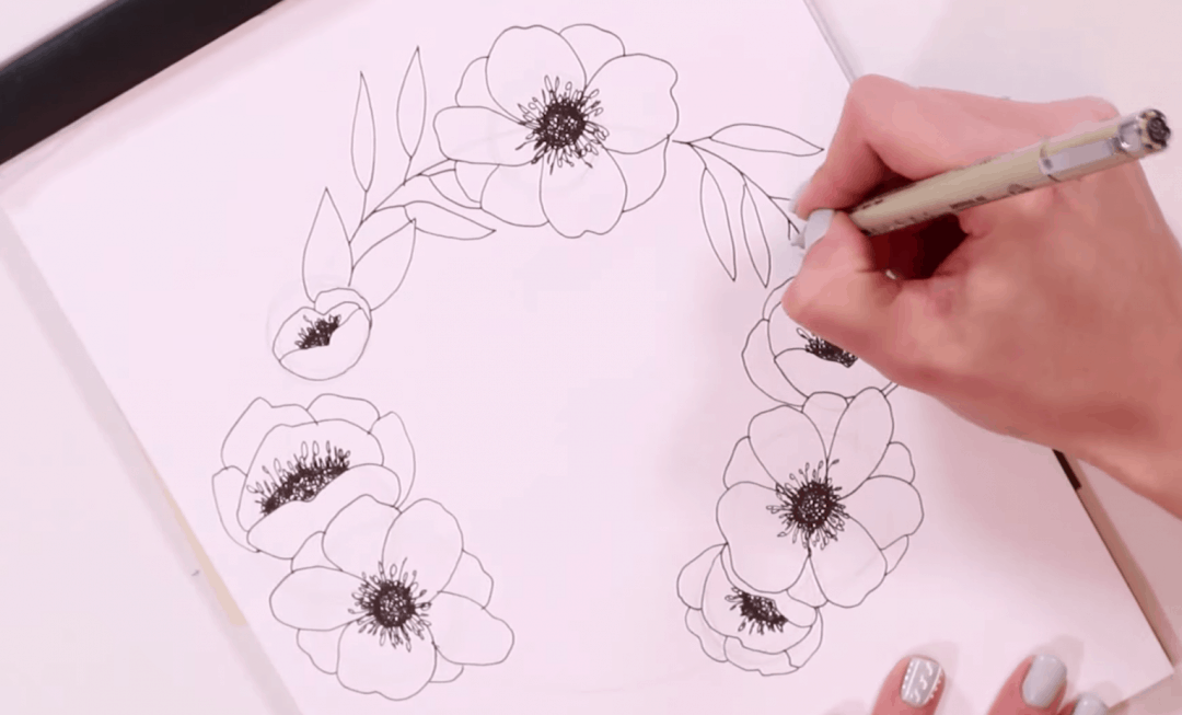 How to Draw a Floral Wreath: Step-by-Step Tutorial - The Happy Ever ...
