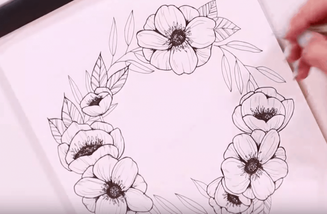 How to Draw a Floral Wreath: Step-by-Step Tutorial - The Happy Ever ...